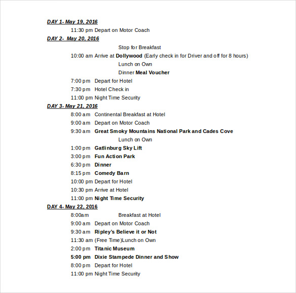 42 Itinerary Templates Free Microsoft Word Documents Download