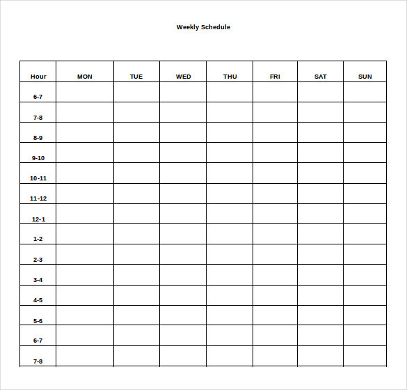 Weekly Itinerary Template Word