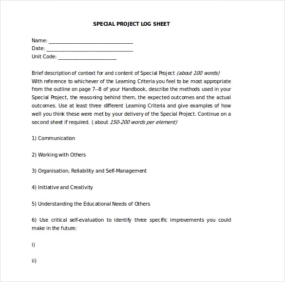 29+ Word Log Templates Free Download