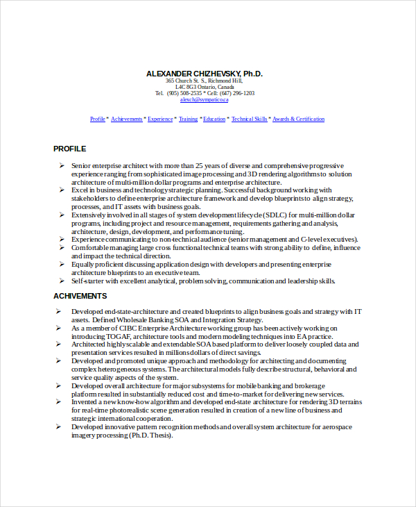 Architect Resume Template - 9+ Free Word, PDF Documents Download