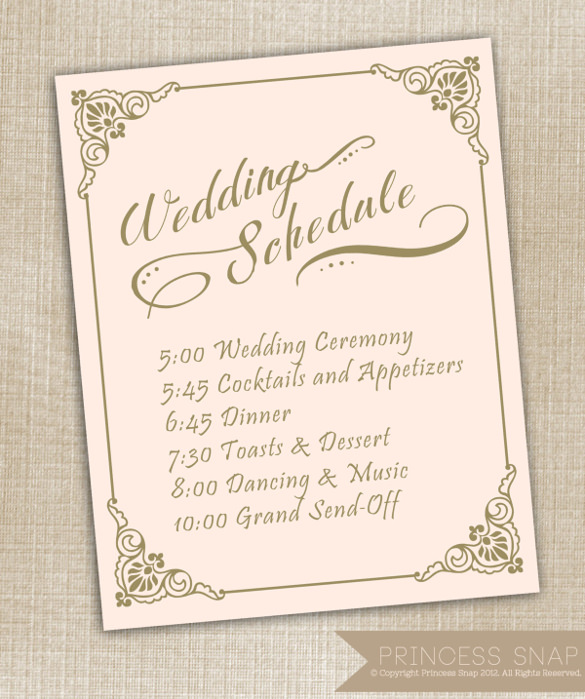 19 Wedding Schedule Templates PSD PDF DOC XLS