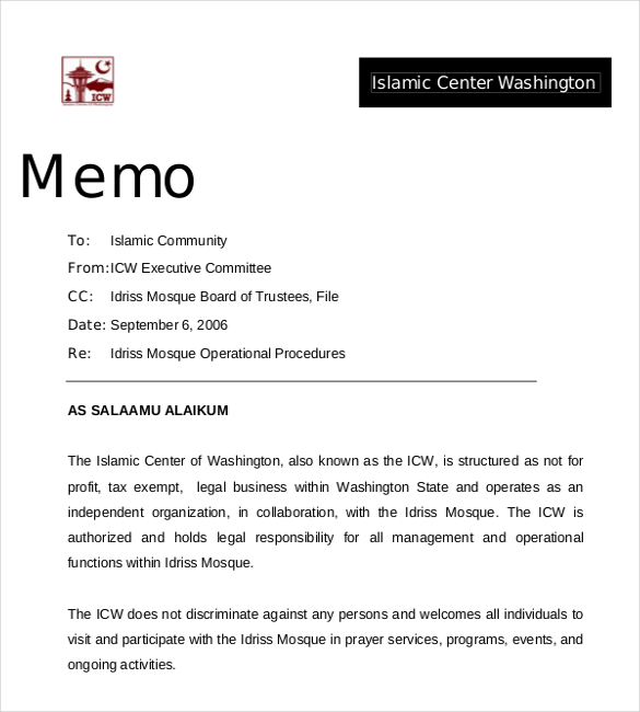 16+ Professional Memo Templates – Sample Word, Google Docs Format Download