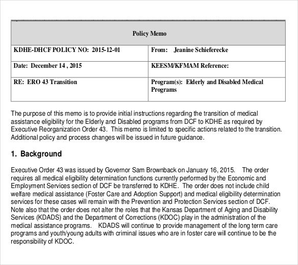 20+ Policy Memo Templates – Sample Word, Google Docs Format Download