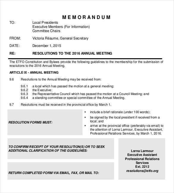 12+ Executive Memo Templates – Sample Word, Google Docs Format Download