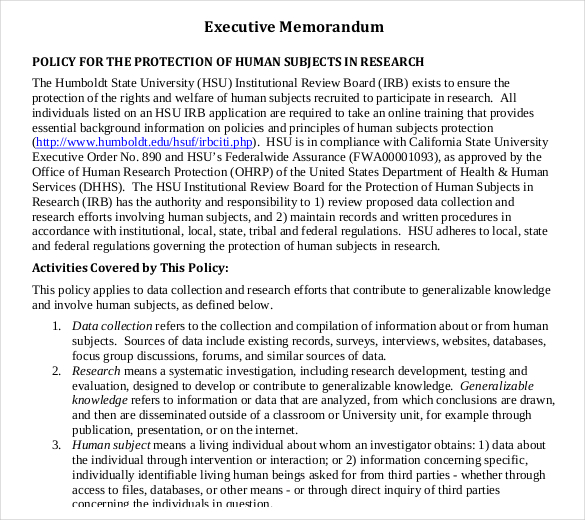 12+ Executive Memo Templates – Sample Word, Google Docs Format Download