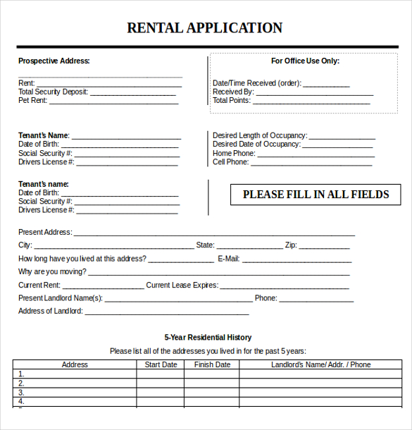 Rental Application Template – 10+ Free Word, PDF Documents Download!