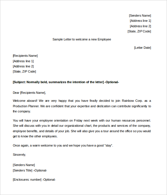 Welcome Template For New Employees