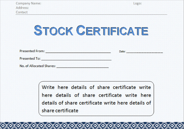 27+ Stock Certificate Templates - Word, PSD, AI, Publisher