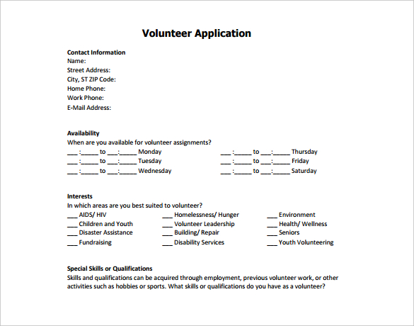 14+ Volunteer Application Template - Word, PDF