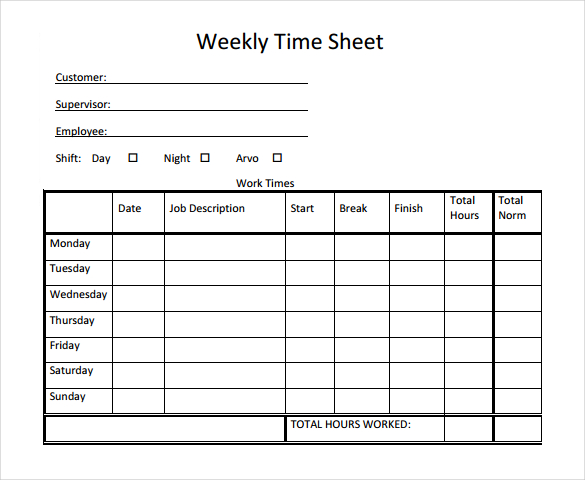 28 Weekly Timesheet Templates Free Sample Example Format Download