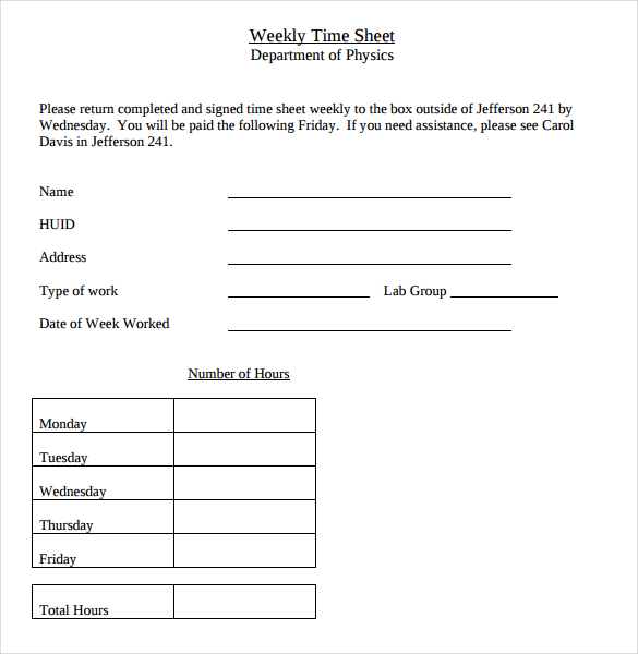 28+ Weekly Timesheet Templates – Free Sample, Example Format Download