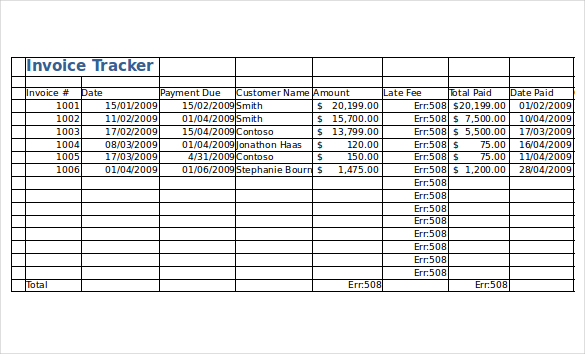 Invoice Log Template Free Log Templates