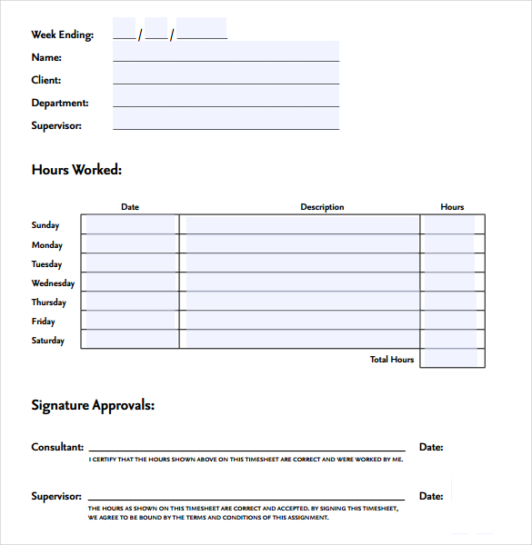 28+ Weekly Timesheet Templates – Free Sample, Example Format Download
