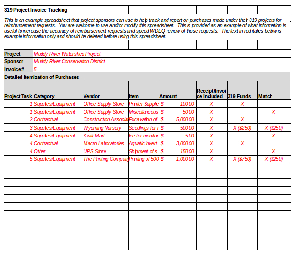 Invoice Log Templates 12 Free Printable Word Excel PDF Log