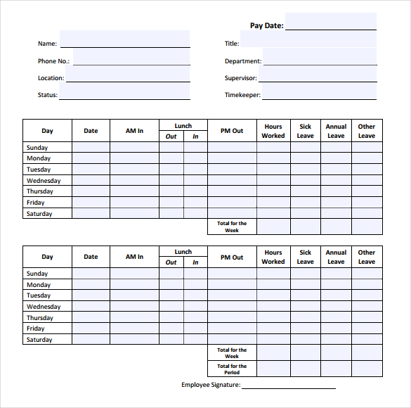 29+ Free Timesheet Templates – Free Sample, Example Format Download