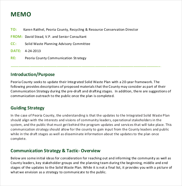 13+ Strategy Memo Templates – Sample Word, Google Docs Format Download