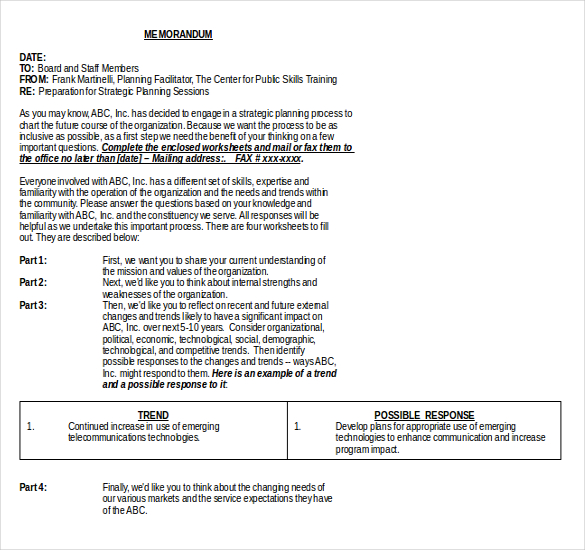 13+ Strategy Memo Templates – Sample Word, Google Docs Format Download
