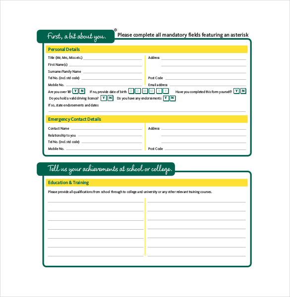 Application Form Template - 41+ Free Word, PDF Documents Download!
