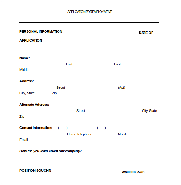 Application Form Template 20 Free Word PDF Documents Download 