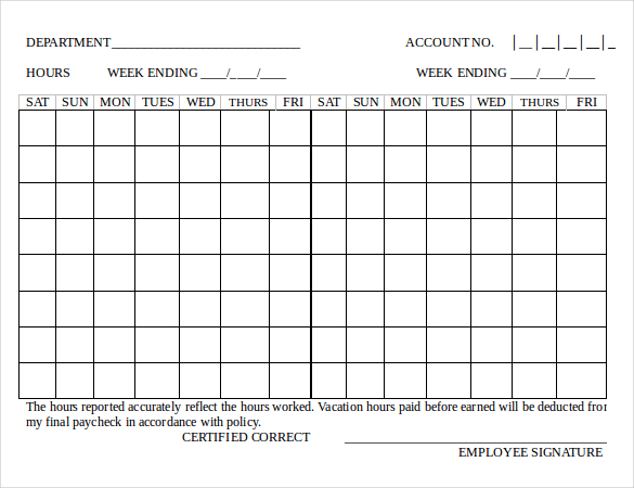 20 Bi Weekly Timesheet Templates Free Sample Example Format Download