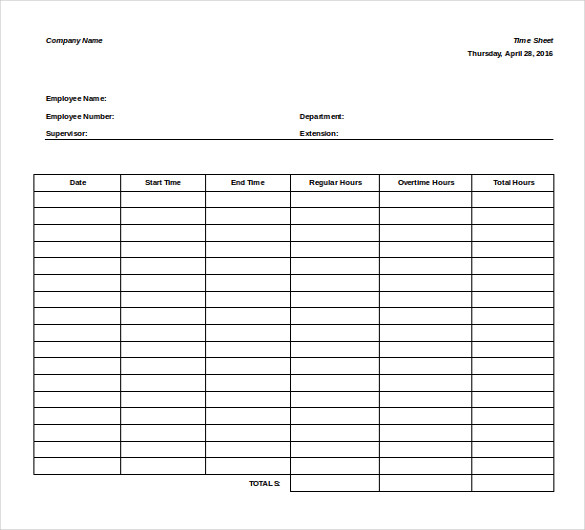 Office Timesheet Template PDF Template