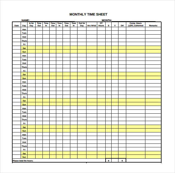 27+ Blank Timesheet Templates – Free Sample, Example Format Download