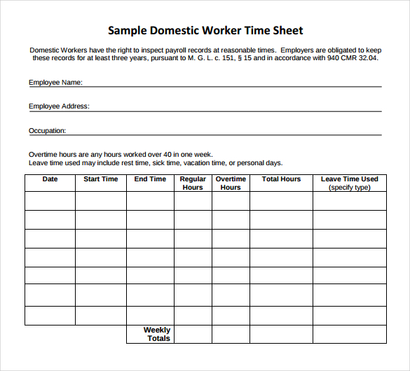 27+ Blank Timesheet Templates – Free Sample, Example Format Download