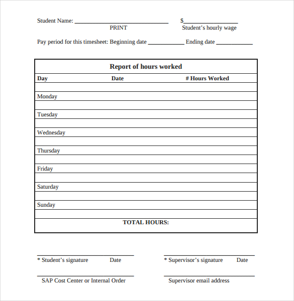 27+ Blank Timesheet Templates – Free Sample, Example Format Download