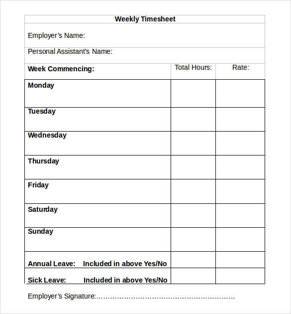 27+ Blank Timesheet Templates – Free Sample, Example Format Download