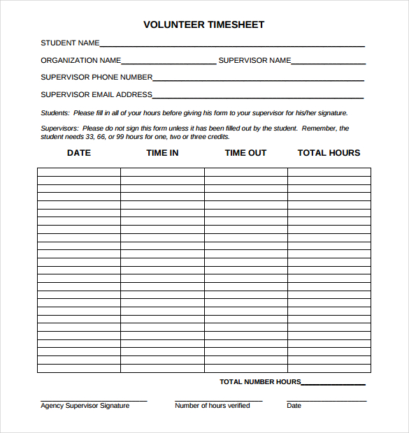 18+ Volunteer Timesheet Templates – Free Sample, Example Format Download