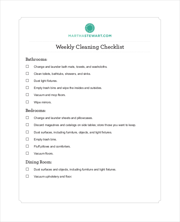 FREE 41+ Cleaning Checklist Templates in MS Word | Excel | PDF | Pages ...
