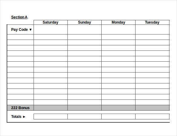 Payroll Timesheet Template | Free Payslip Templates