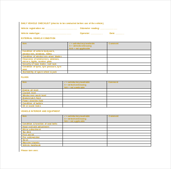 Daily Checklist Template - 30+ Word, Excel, PDF Documents Download!