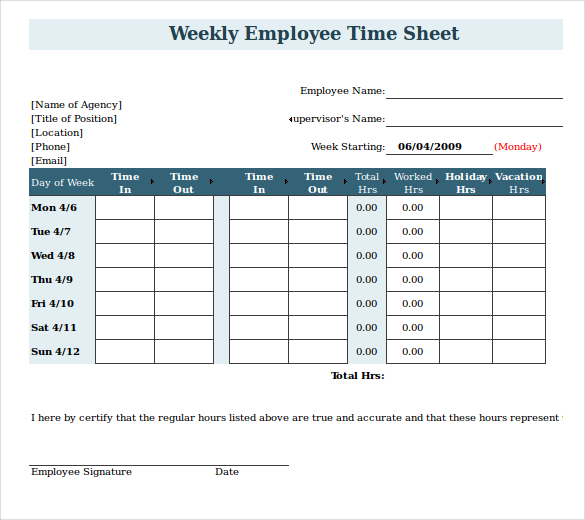 Excel Hours Worked Template DocTemplates