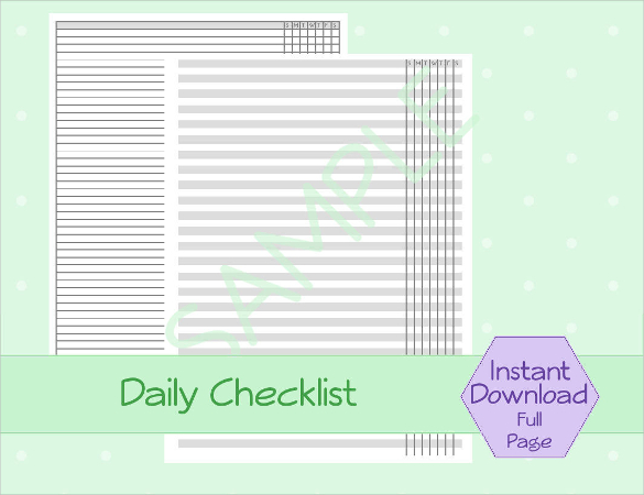 Daily Checklist Template - 30+ Word, Excel, PDF Documents Download!