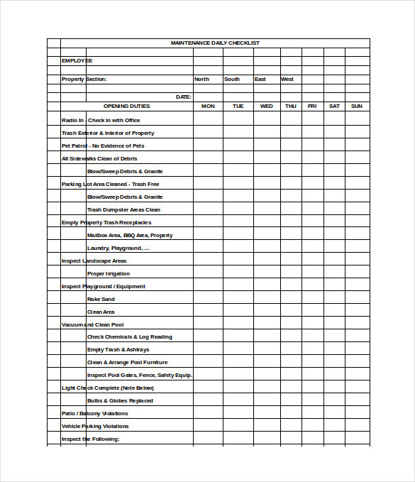 Daily Checklist Template - 30+ Word, Excel, PDF Documents Download!