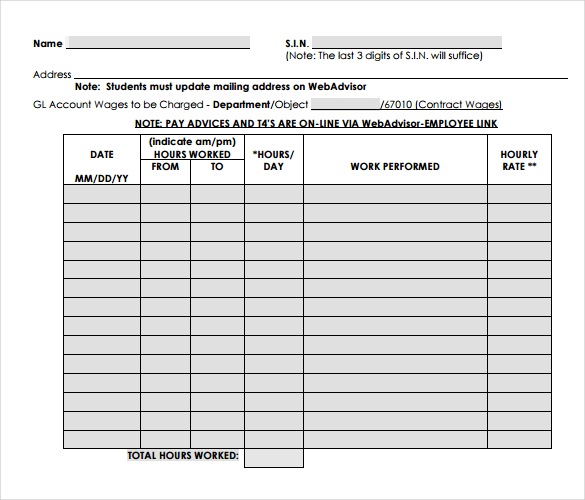 Payroll Timesheet Template | Free Payslip Templates