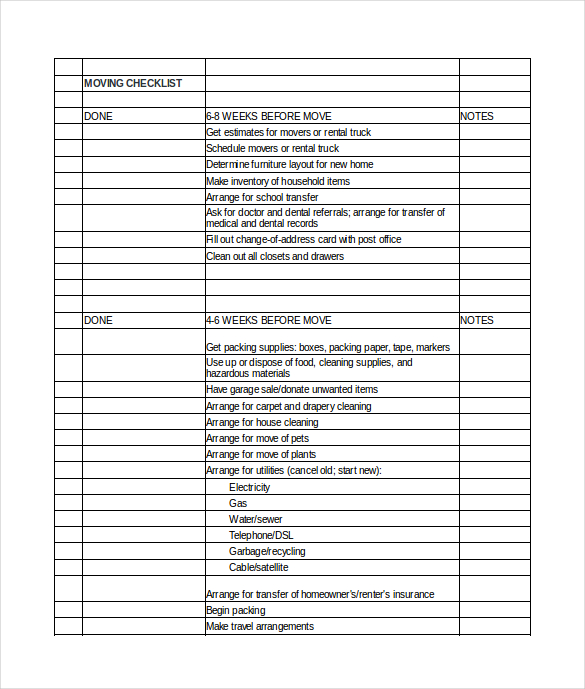Moving Timeline Template HQ Printable Documents