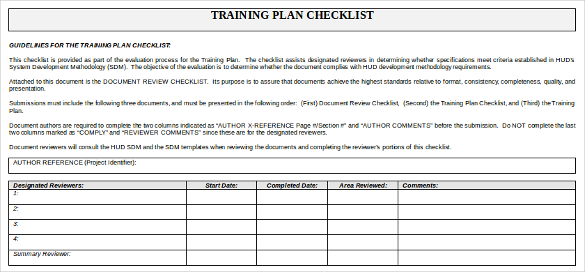 Training Checklist Template - 22+ Word, Excel, PDF Documents Download