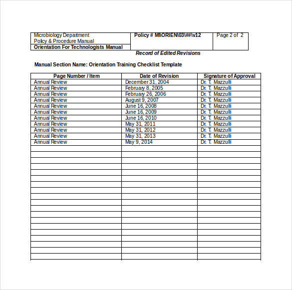 Training Checklist Template - 22+ Word, Excel, PDF Documents Download