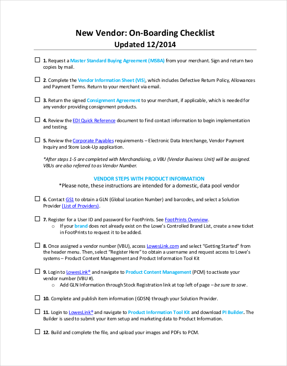 FREE 26+ Onboarding Checklist Templates in MS Word | Excel | PDF ...