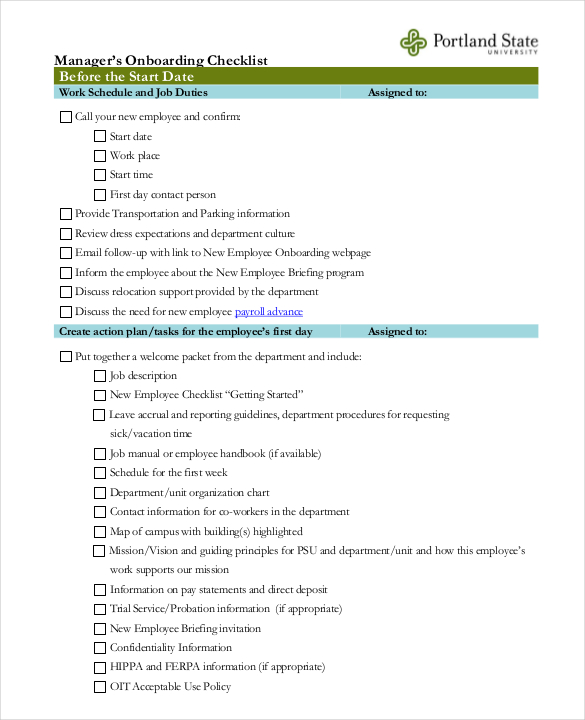 FREE 26+ Onboarding Checklist Templates in MS Word | Excel | PDF ...