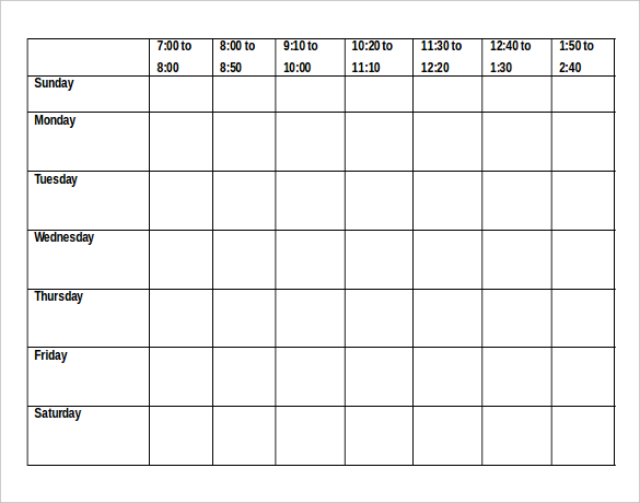 24+ Microsoft Word 2010 Format Timetable Templates Free Download
