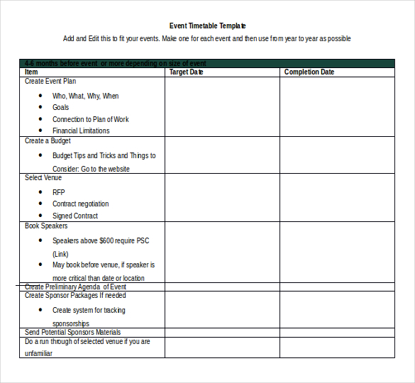 24+ Microsoft Word 2010 Format Timetable Templates Free Download