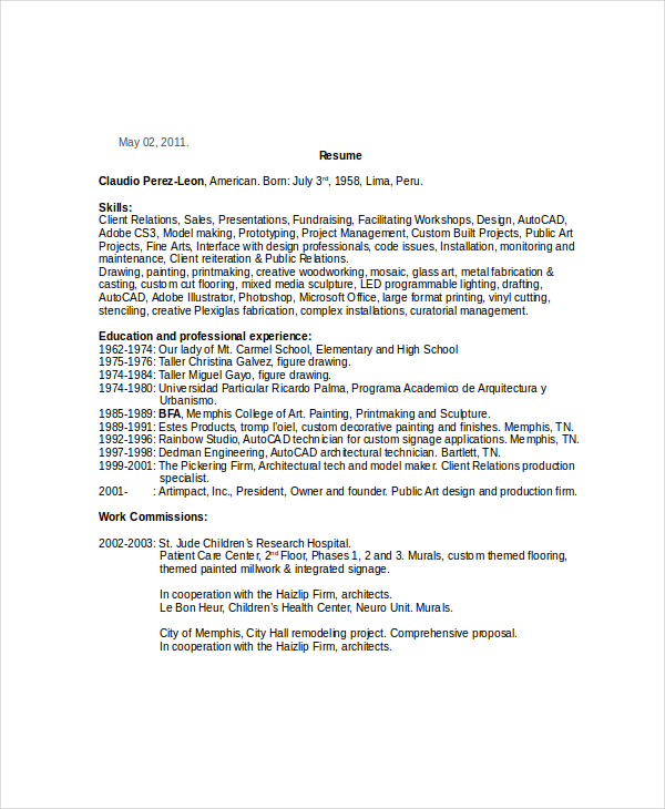 9+ Painters Resume Templates - PDF, DOC