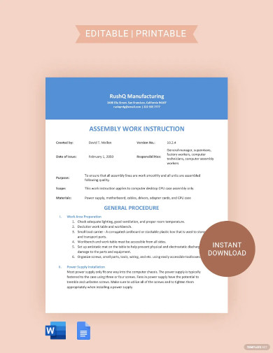 37+ Work Instruction Templates - Free Sample, Example Format | Free ...