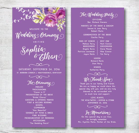 Free Printable Wedding Program Templates Word