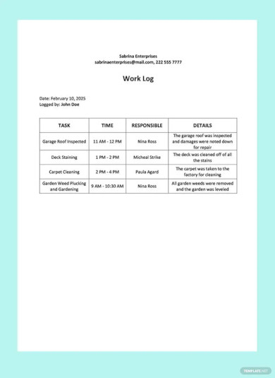 Maintenance Log Template - 17+ Word, Excel, PDF Documents!