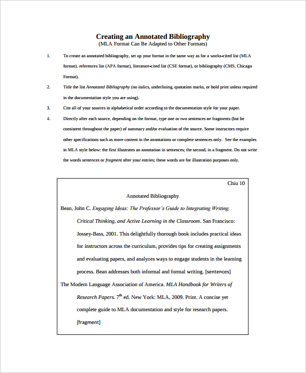 10+ Annotated Bibliography - Free Sample, Example, Format | Free ...