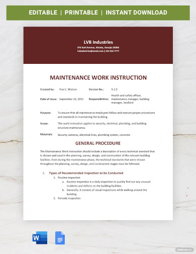 30+ Work Instruction Templates - Free Sample, Example Format